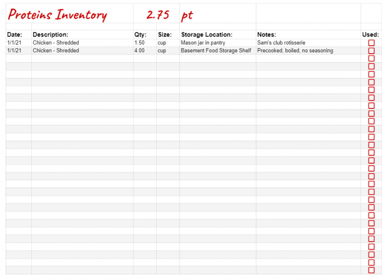 The Ultimate Freeze Dried Food Storage Inventory - Editable Google ...